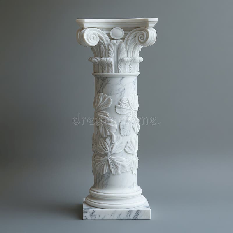 Close-up of an Ornate Marble Column with Fluted Sides, Scrollwork ...