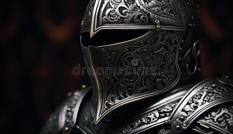 Close-up of an Ornate Medieval Knight Helmet Stock Illustration ...