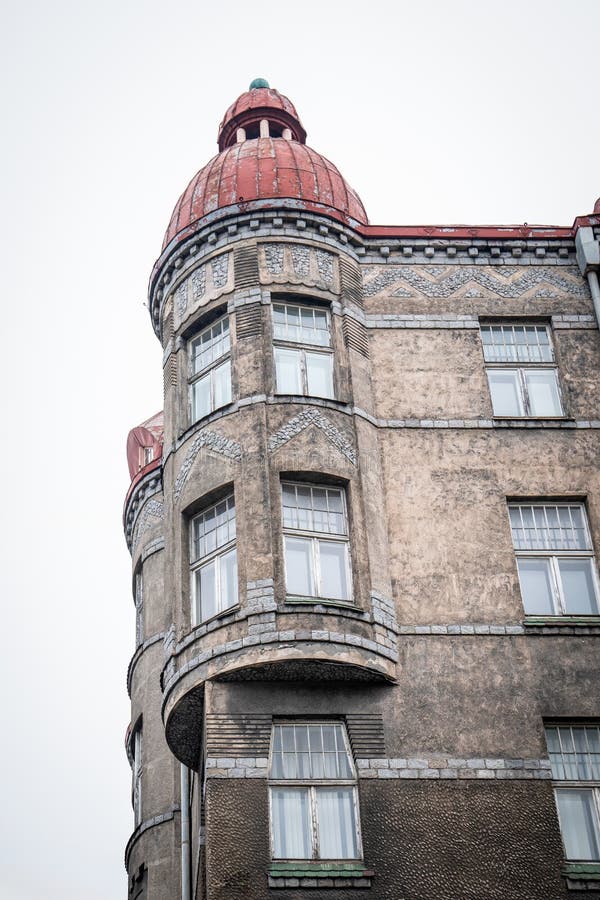 Close-Up of Ornate Old Building with Rounded Roof and Windows Stock ...