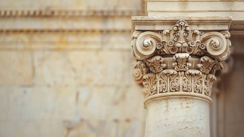 Close-up of Ornate Stone Column Capital, Classical Architectural ...