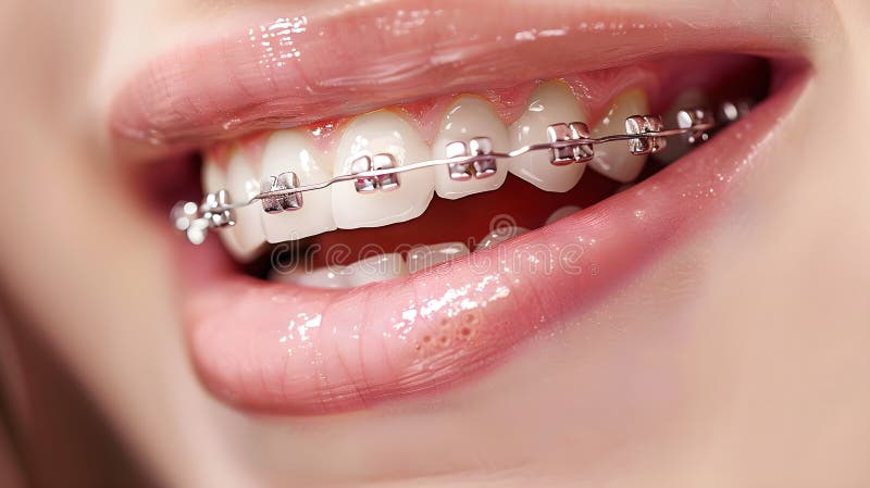 Close-up Orthodontic Braces Teeth Correction Dental Care Stock ...