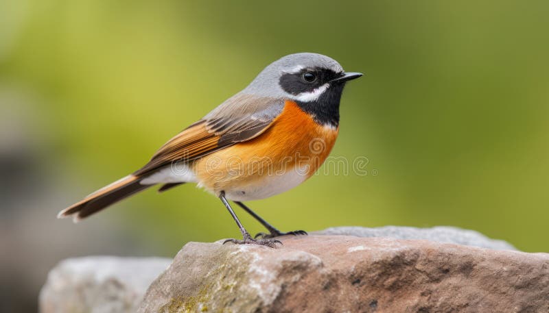 Close Up of Outdoor Common Redstart Bird Stock Illustration ...