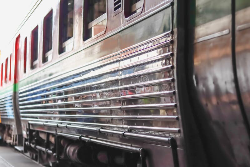 Close Up Outside Old Train on Railway. Stock Photo - Image of intercity ...