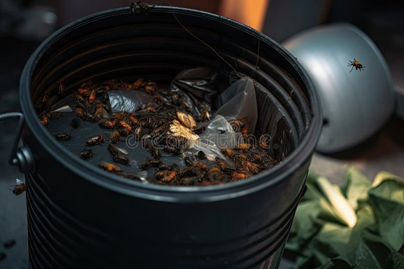Close-up of Overflowing Garbage Can, with Flies and in the Trash Stock ... Close-up of Overflowing Garbage Can, with Flies and in the Trash Stock ...