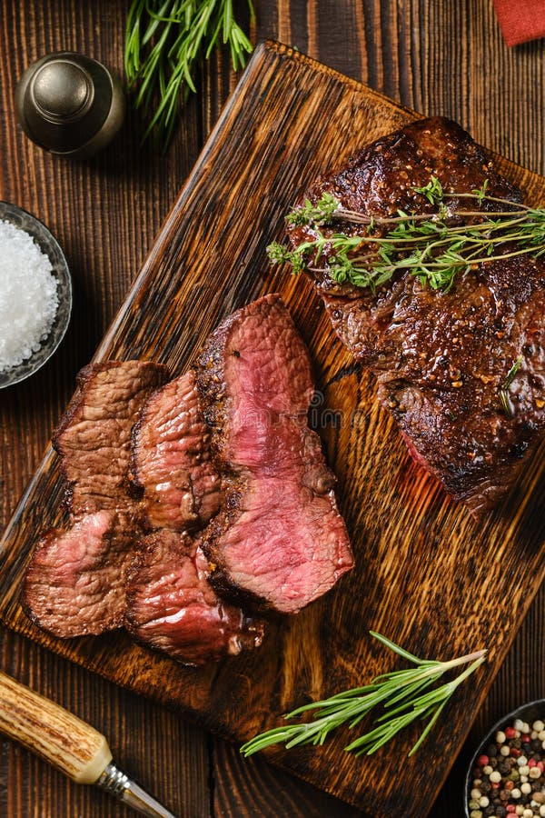 Close-up Overhead View of Grilled Top Blade Beef Steak Stock Image ...