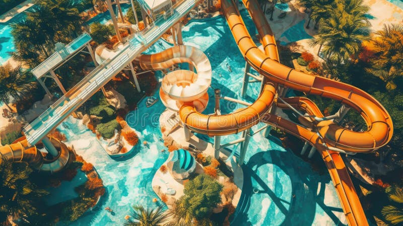 Close-up Overhead View of a Water Slide. Generative AI Stock Photo ...