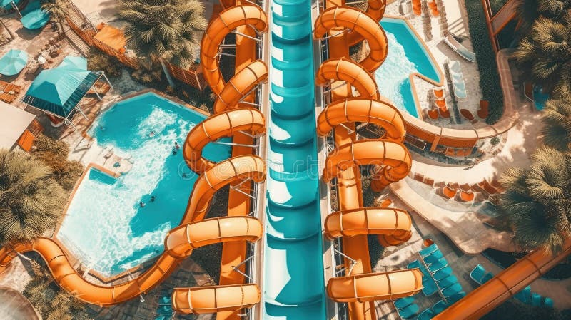 Close-up Overhead View of a Water Slide. Generative AI Stock Image ...