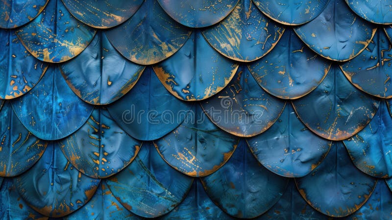Close-up of Overlapping Blue Scales Texture. Reptilian or Mermaid ...