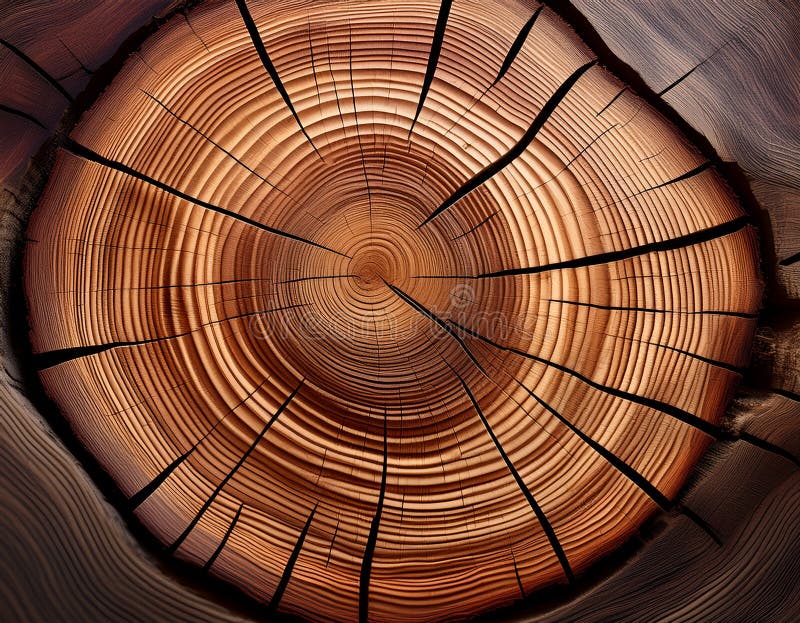Close-up of Overlapping Layered Tree Rings on a Wooden Log Section ...