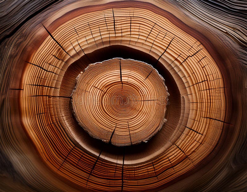 Close-up of Overlapping Layered Tree Rings on a Wooden Log Section ...