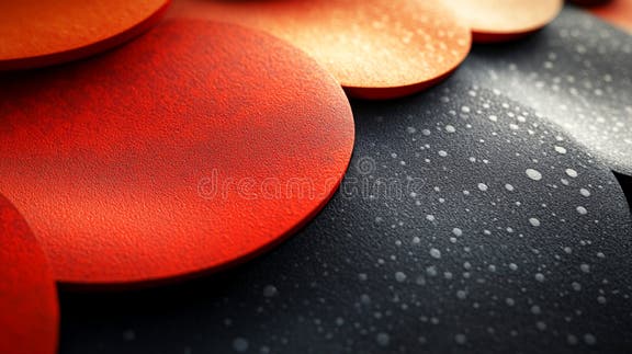 Close-up of Overlapping Textured Red and Black Circular Surfaces with ...