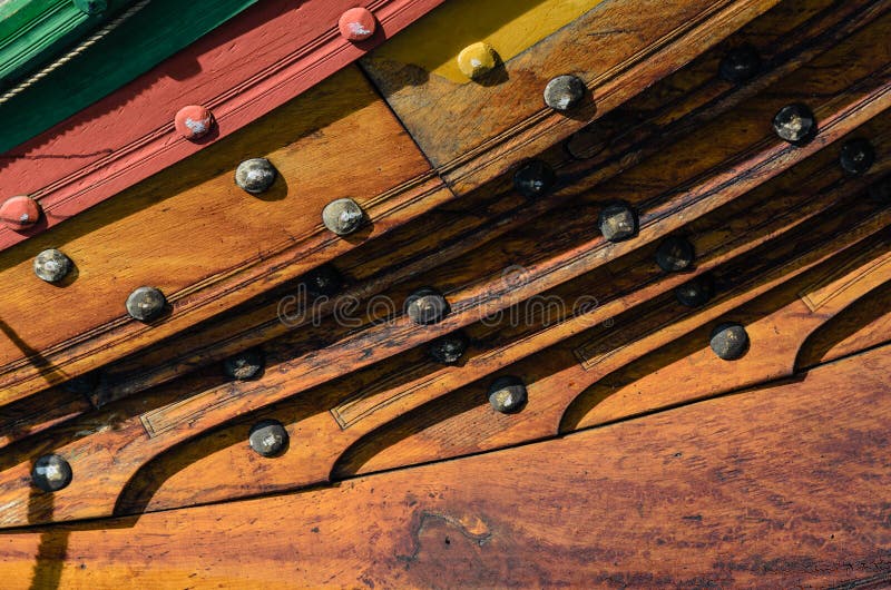 Close-up of Overlapping Wood Section on a Replica Viking Ship Stock ...