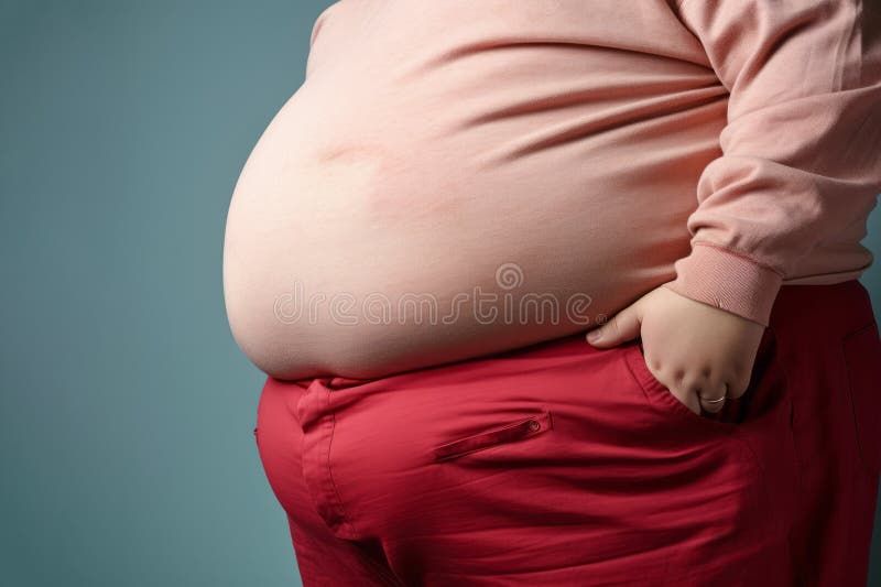 Close Up of an Overweight Person with a Large Fat Belly Stock ...