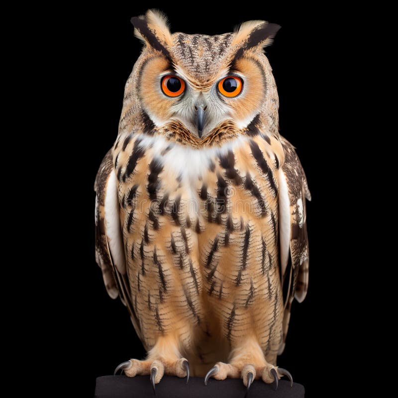 A Close Up of an Owl on a Black Surface. Generative AI Image. Stock ...