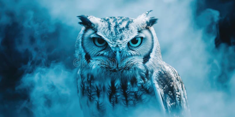 Close-up owl blue eyes stock image. Image of prey, mythology - 377368119