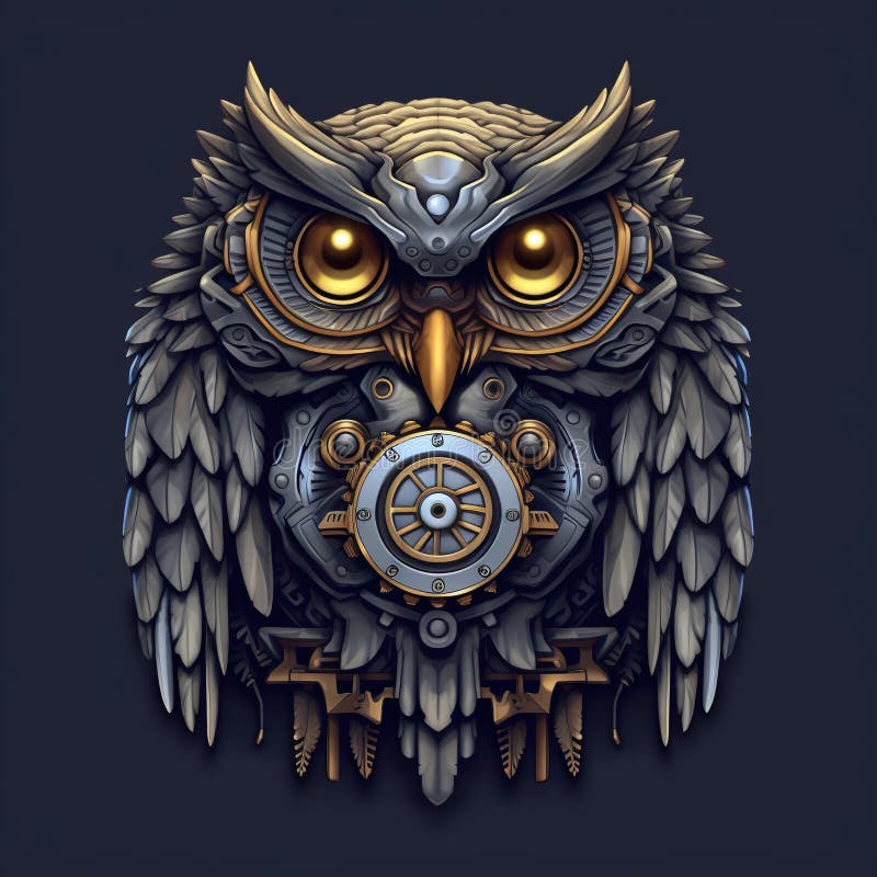 A Close Up of an Owl with a Clock on Its Face. Generative AI Image ...