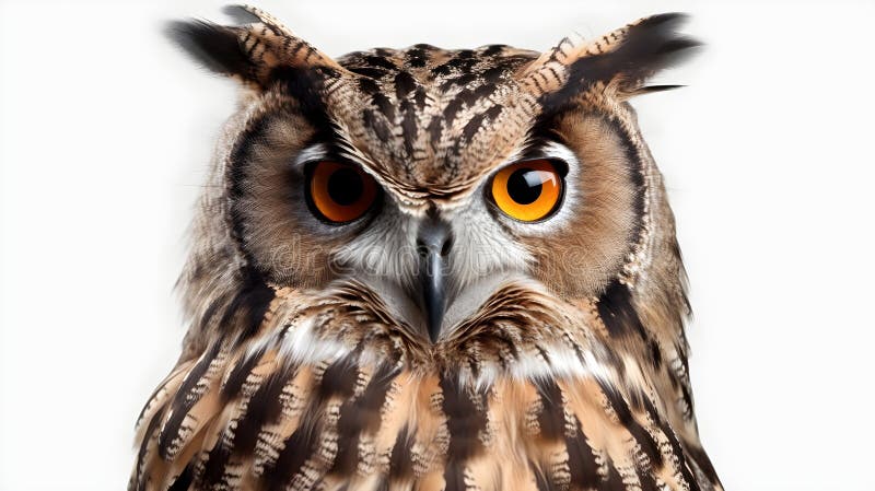 Close Up of Owl Face Isolated on White Stock Illustration ...