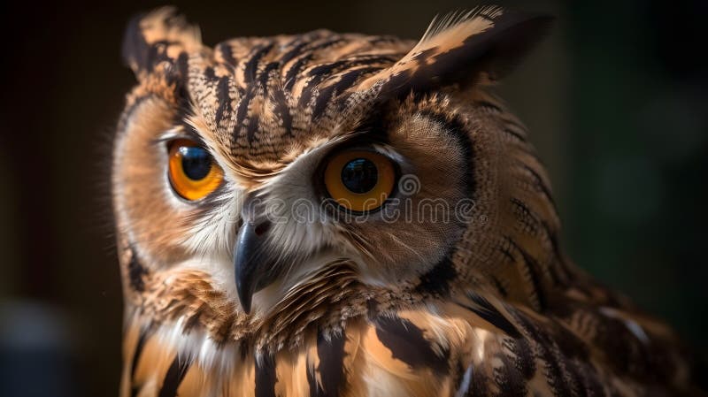 Close Up of Owl Face Looking of Something Stock Illustration ...