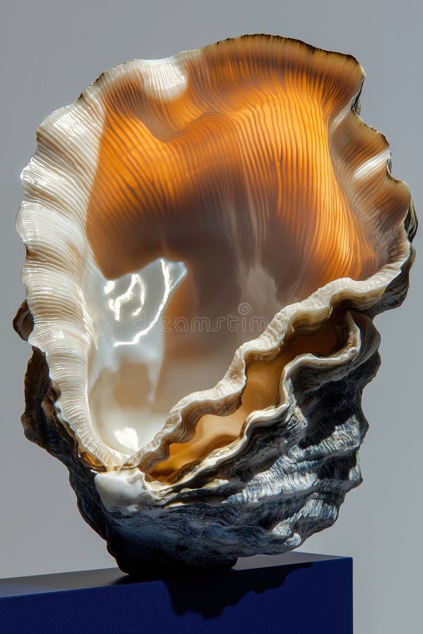Close-Up of an Oyster Shell with Glossy Interior and Textured Outer ...