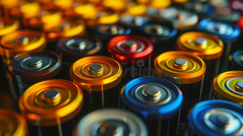Close-up of a Package with Lithium Batteries of Different Colors. Stock ...