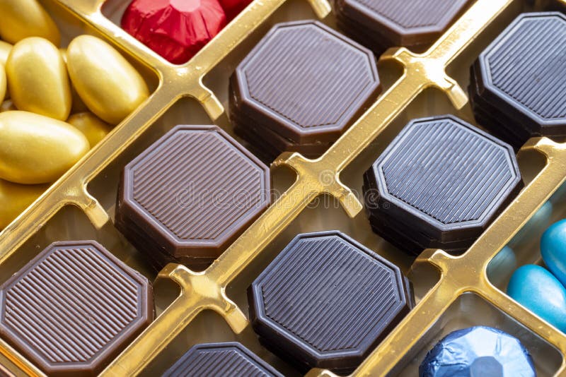 Close-up Packaged Chocolate. Gift Chocolate Stock Photo - Image of ...