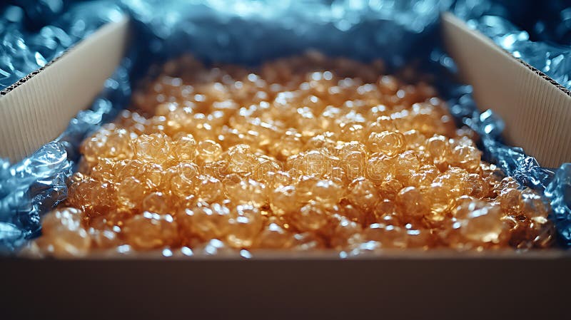 Close-up of Packing Peanuts Filling a Cardboard Box Stock Illustration ...