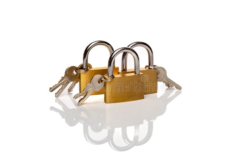 Lock with Keys on White Background, Isolate, Item Stock Photo - Image ...