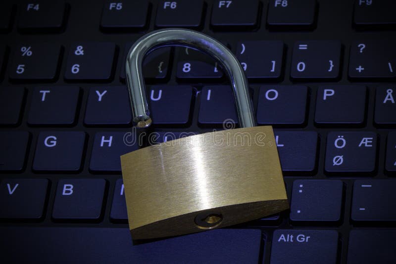 Close-up of a Padlock on a Computer Keyboard Stock Photo - Image of ...