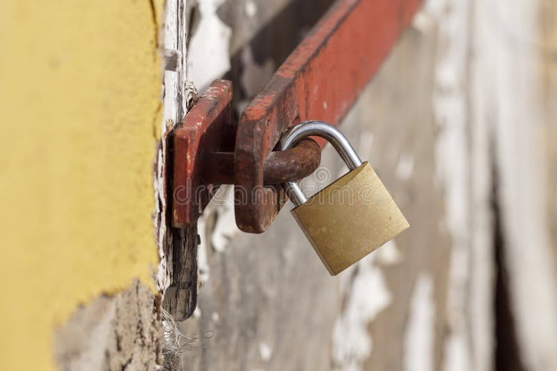 Close Up of Padlock on Door Outdoors Stock Image - Image of rusty, iron ...