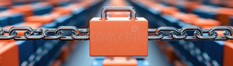 Close-up of a Padlock on a Metallic Chain, Symbolizing Security and ...