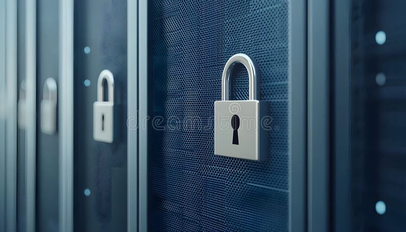 Secure Data Center Server Room Access Control Padlock on Rack Stock ...
