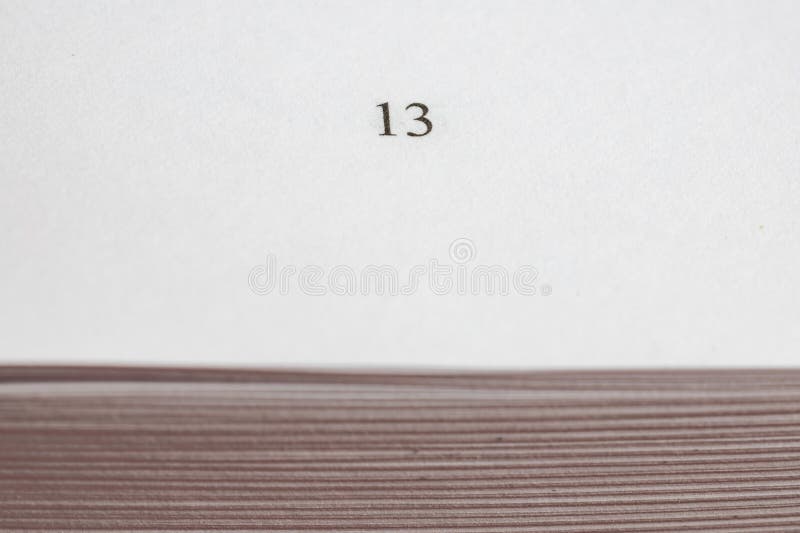 Close-up of Page Number 13 on Open Book Edge Stock Image - Image of ...