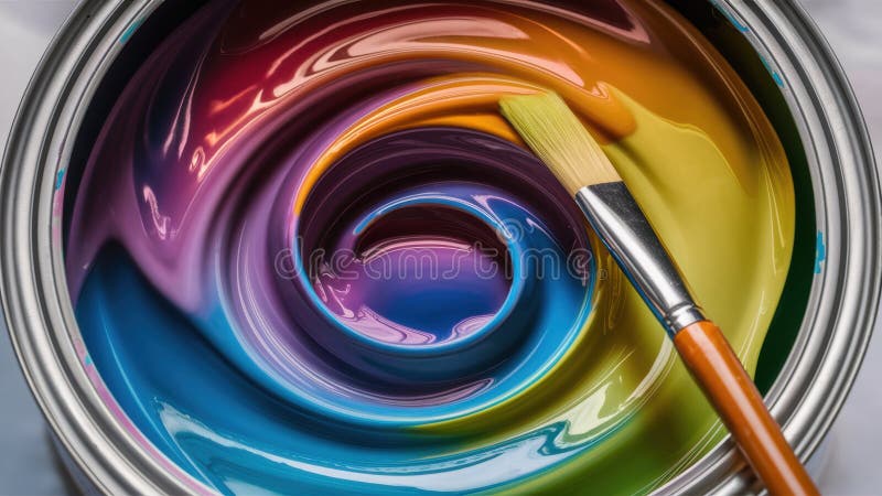 A Close Up of a Paint Can with Swirls in it, AI Stock Photo - Image of ...
