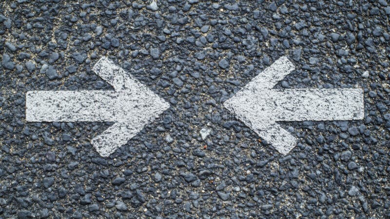 Close-up of Painted Arrows on Asphalt, Indicating Directions. Textured ...