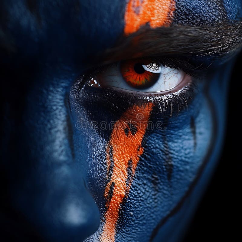 Close-Up of a Painted Face with Intense Eye Color Stock Image - Image ...