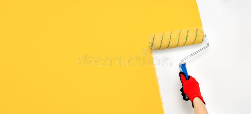 Close Up of Painter, Roller Painting Stock Photo - Image of roller ...