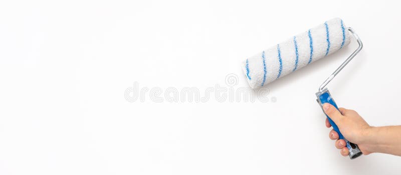 Close Up of Painter, Roller Painting Stock Photo - Image of walls ...