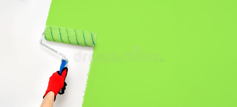 Close Up of Painter, Roller Painting Stock Photo - Image of house ...
