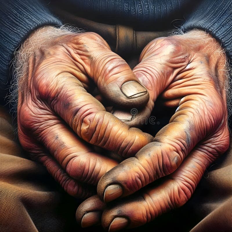 Close Up Painterly Image of the Weathered Skin of a Human Wrinkle Hand ...