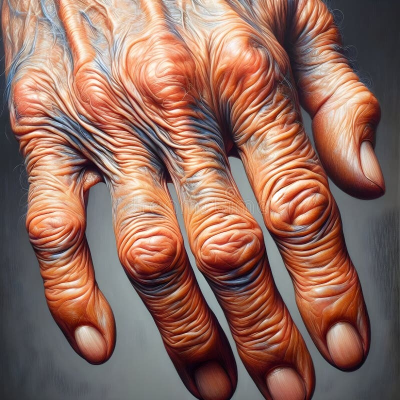 Close Up Painterly Image of the Weathered Skin of a Human Wrinkle Hand ...