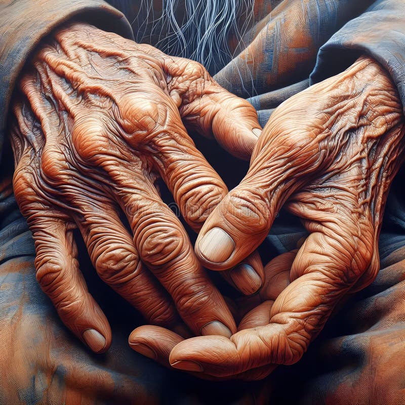 Close Up Painterly Image of the Weathered Skin of a Human Wrinkle Hand ...