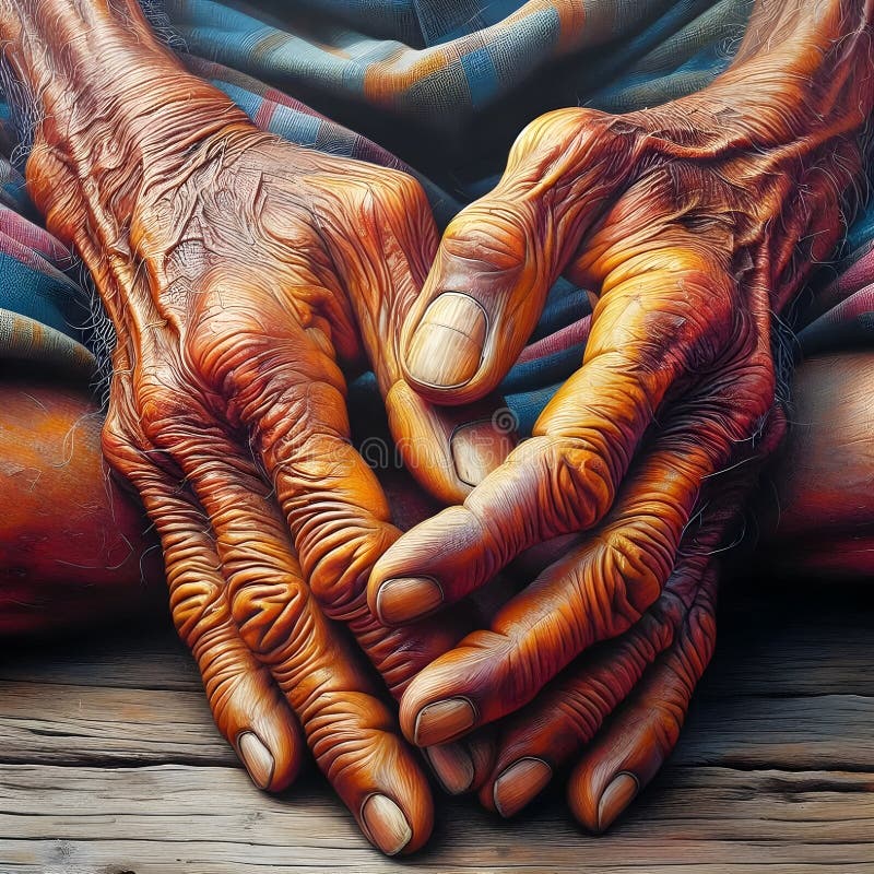 Close Up Painterly Image of the Weathered Skin of a Human Wrinkle Hand ...