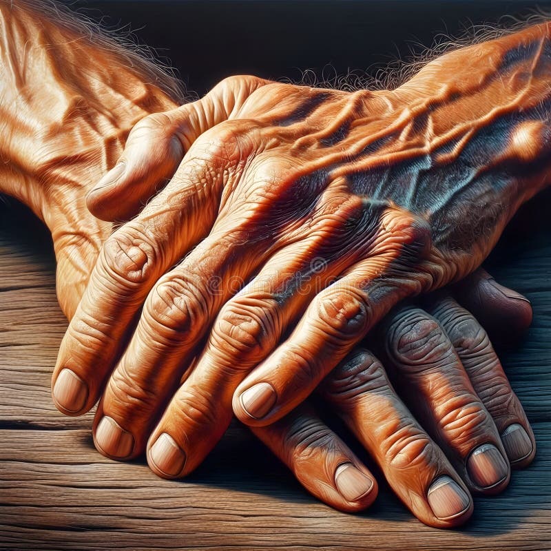 Close Up Painterly Image of the Weathered Skin of a Human Wrinkle Hand ...