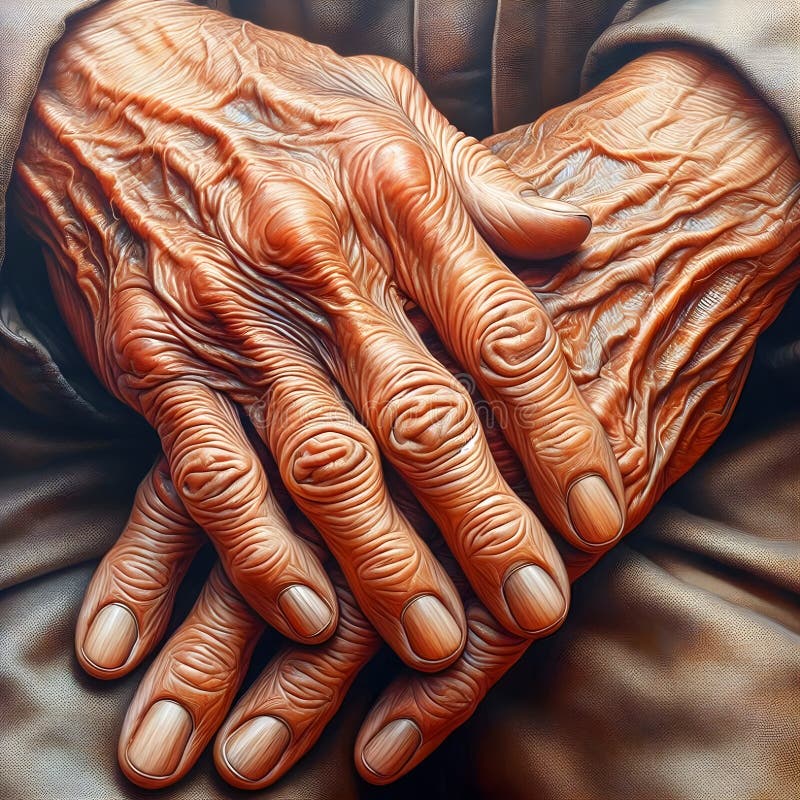 Close Up Painterly Image of the Weathered Skin of a Human Wrinkle Hand ...