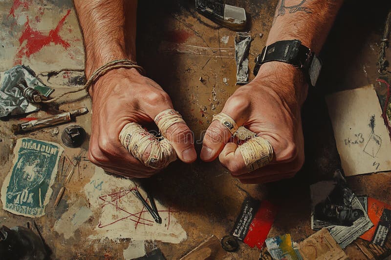 Fight Club Ritual: Close-Up of a Pair of Hands Ready for a Fight Stock ...
