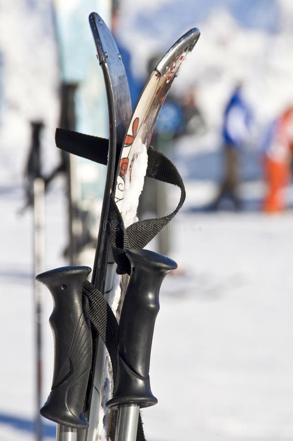 Close Up of a Pair of Skis in the Snow Stock Image - Image of tourism ...