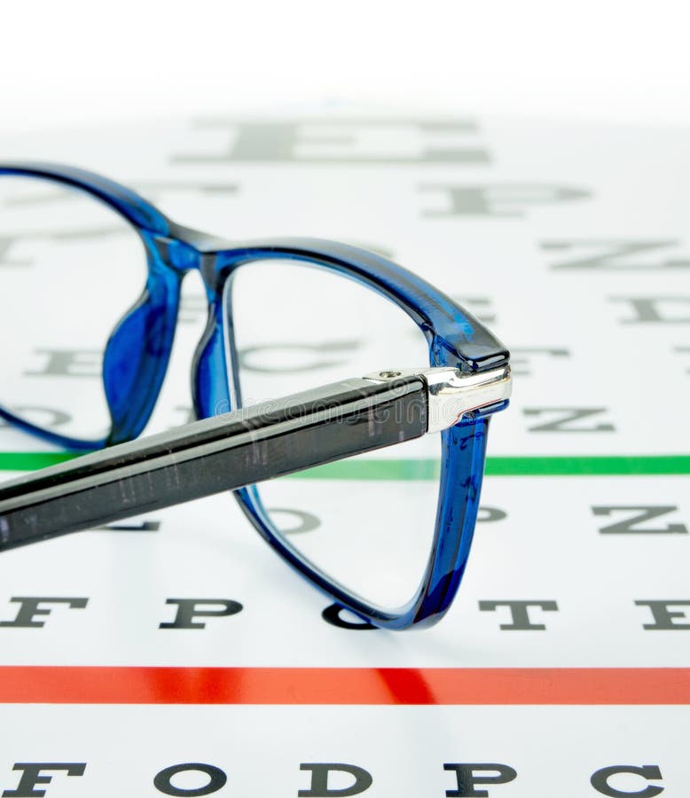Spectacles on an eye chart stock photo. Image of checkup - 198283534