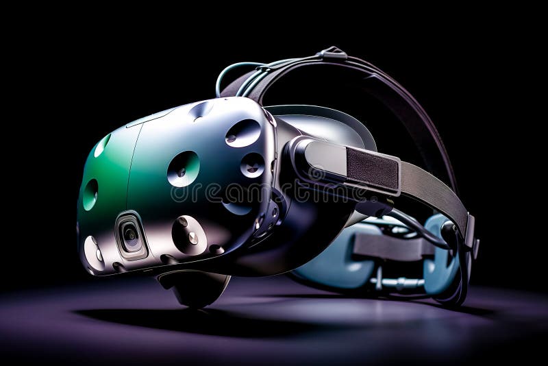 Close Up of Pair of Virtual Reality Headsets on Black Background ...