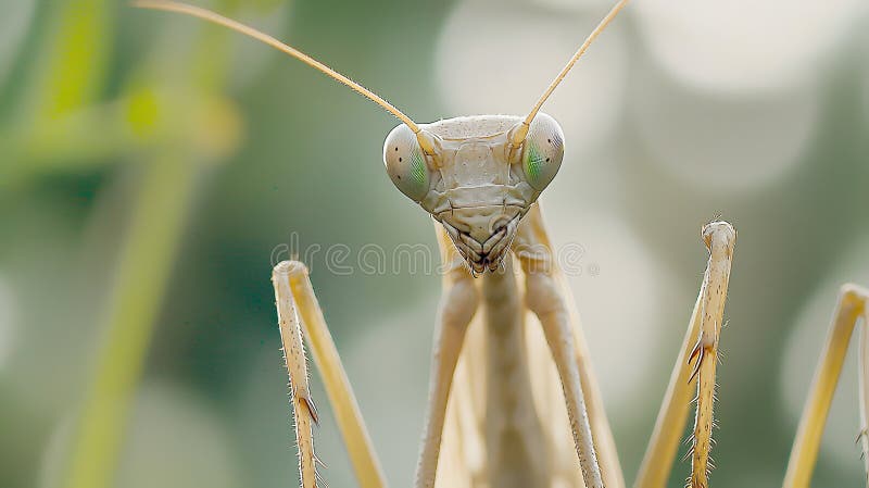 Close-up of a Pale Green Mantis Outdoors Stock Illustration ...