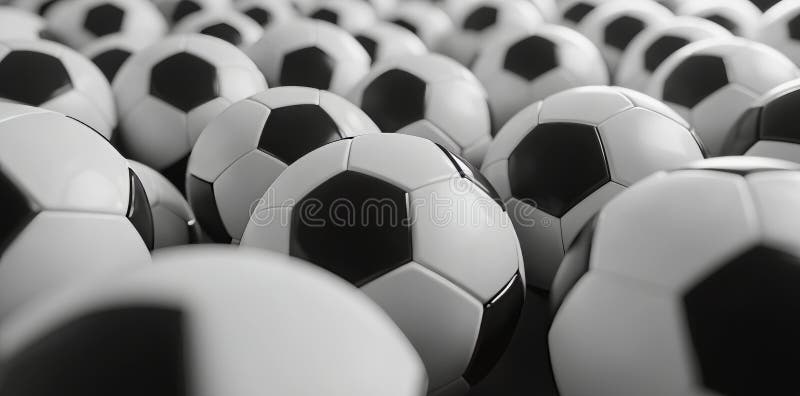 Close-up of a Pallet of Black and White Soccer Balls Stock Photo ...
